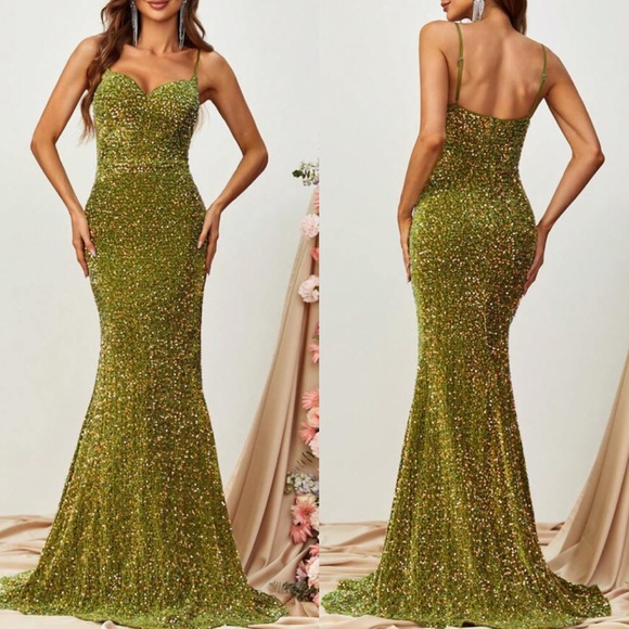 Dresses | Luxe Mermaid Hem Party Formal Evening Sequins Gown Dress ...